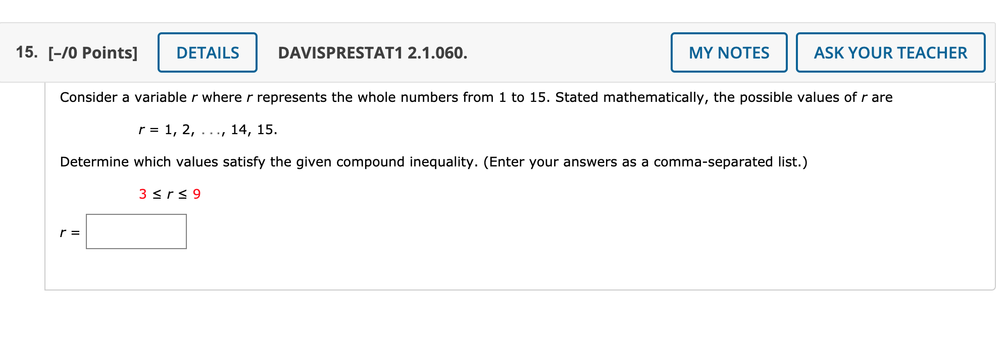 Solved 13. [-/1 Points] DETAILS DAVISPRESTAT1 3.1.041. MY | Chegg.com