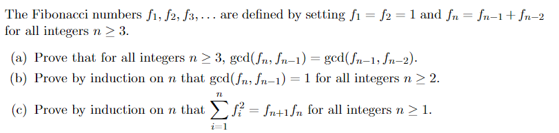 Solved The Fibonacci numbers f1,f2,f3,… are defined by | Chegg.com
