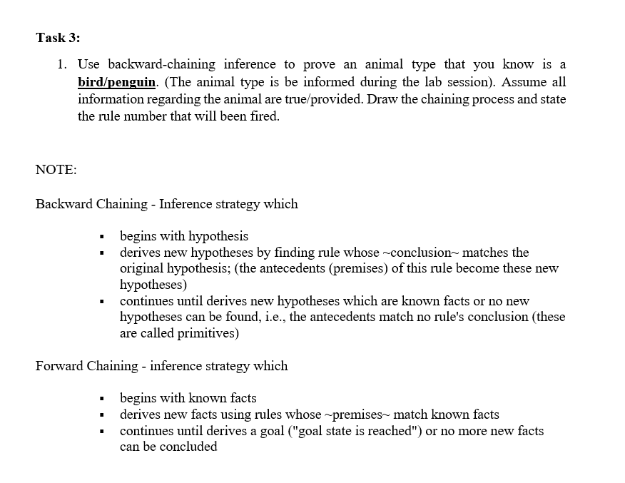 Solved Task 3 1 Use Backward Chaining Inference To Prove 