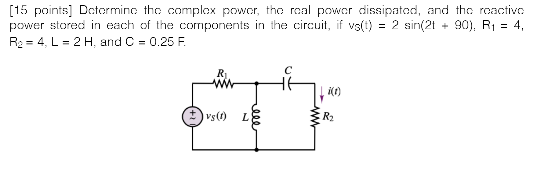 Solved [15 points] Determine the complex power, the real | Chegg.com
