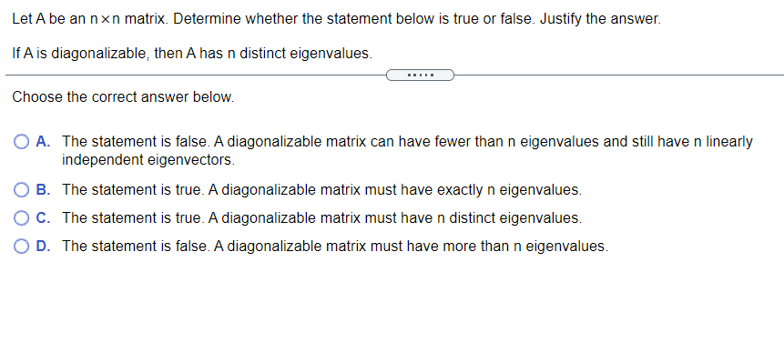 Solved Let A be an nxn matrix. Determine whether the | Chegg.com