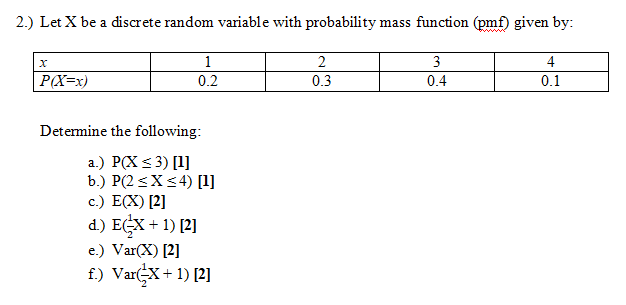 Solved 2 Let X Be A Discrete Random Variable With
