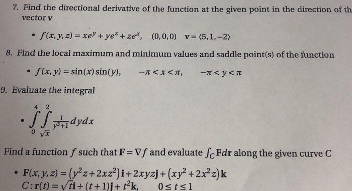 Solved 7. Find the directional derivative of the function at | Chegg.com