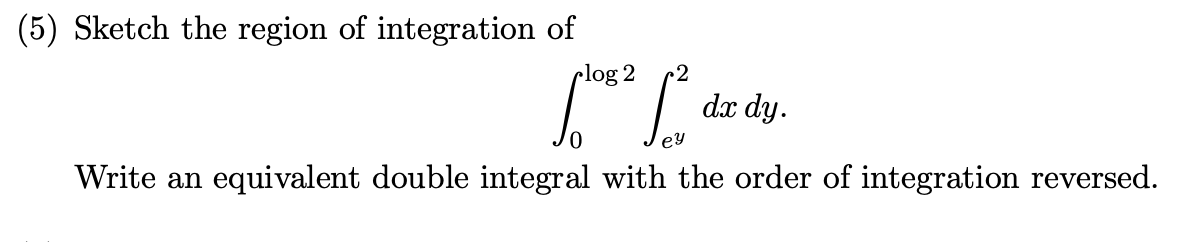 Solved (5) ﻿Sketch the region of integration | Chegg.com