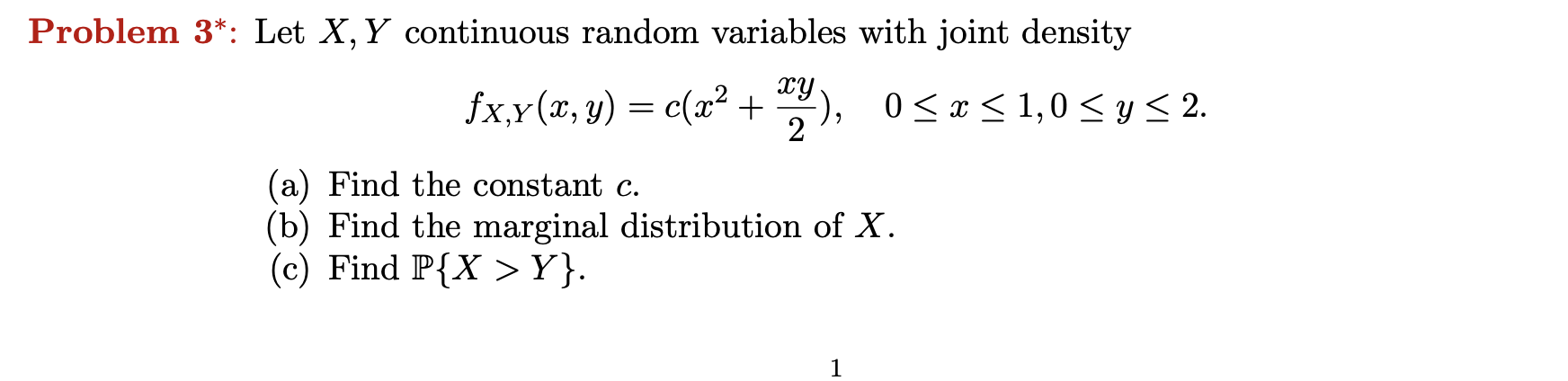 Solved Problem 3 Let X Y Continuous Random Variables With 