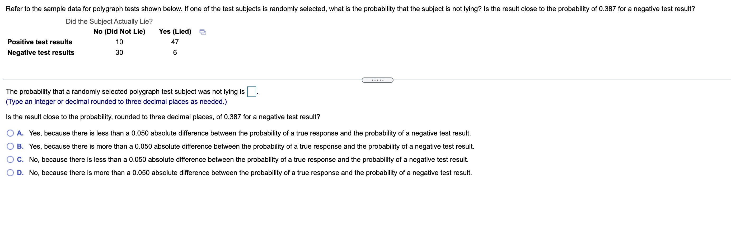 Solved Refer to the sample data for polygraph tests shown | Chegg.com