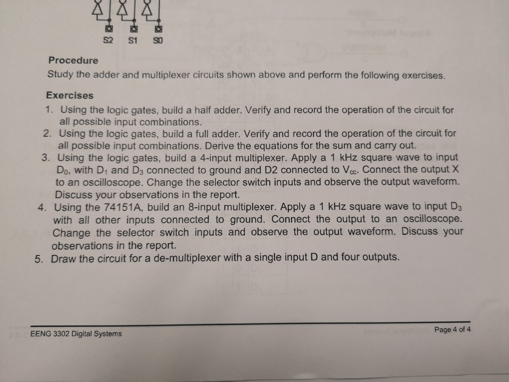 Solved 식44 Procedure Study the adder and multiplexer | Chegg.com