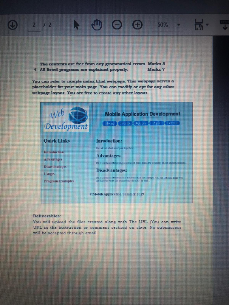 Solved 2 / 2 50% IL Mobile Web-based Application Development | Chegg.com