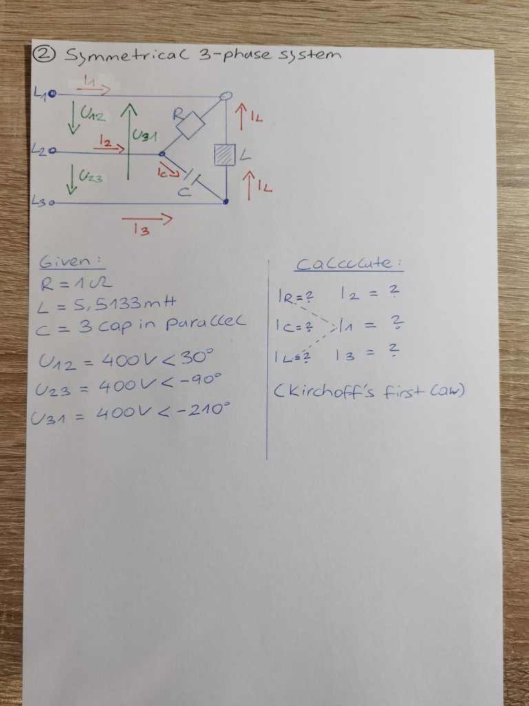 Solved ② Symmetrical 3-phase system Lo 1 Î14 |U31 L3o 13 | Chegg.com