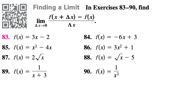 Solved Finding a Limit In Exercises 83–90, find f(x + Ax) – | Chegg.com