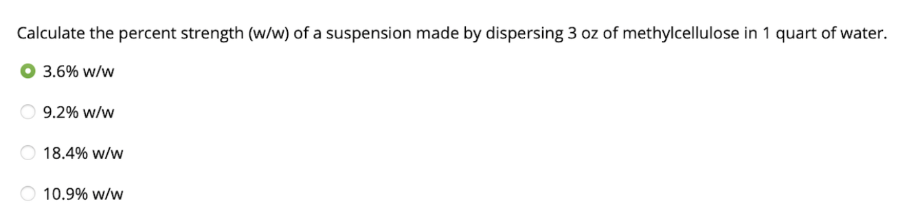 Solved Calculate the percent strength (w/w) of a suspension | Chegg.com