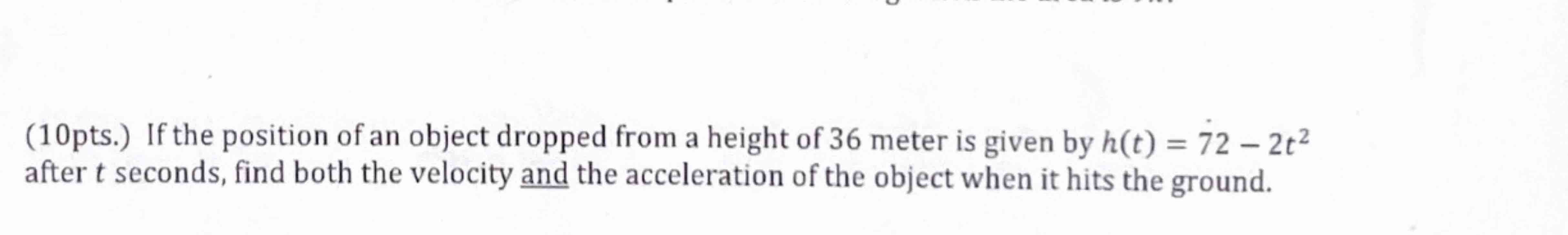 Solved by an EXPERT If the position of an object dropped from a height of | Chegg.com