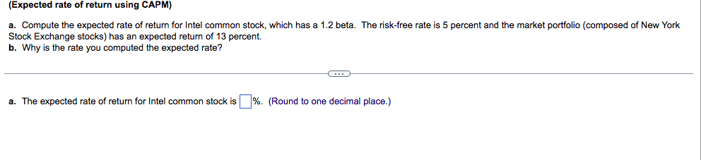 Solved (Expected rate of return using CAPM) a. Compute the | Chegg.com