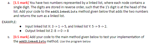 Code Import Javautil Public Class Adding2linkedliststest Public Static Void Main String Ar 
