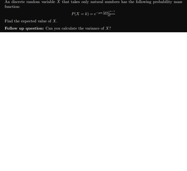 Solved An discrete random variable X that takes only natural | Chegg.com