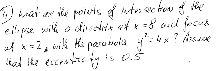 Solved 4) What are the points of intersection of the ellipse | Chegg.com