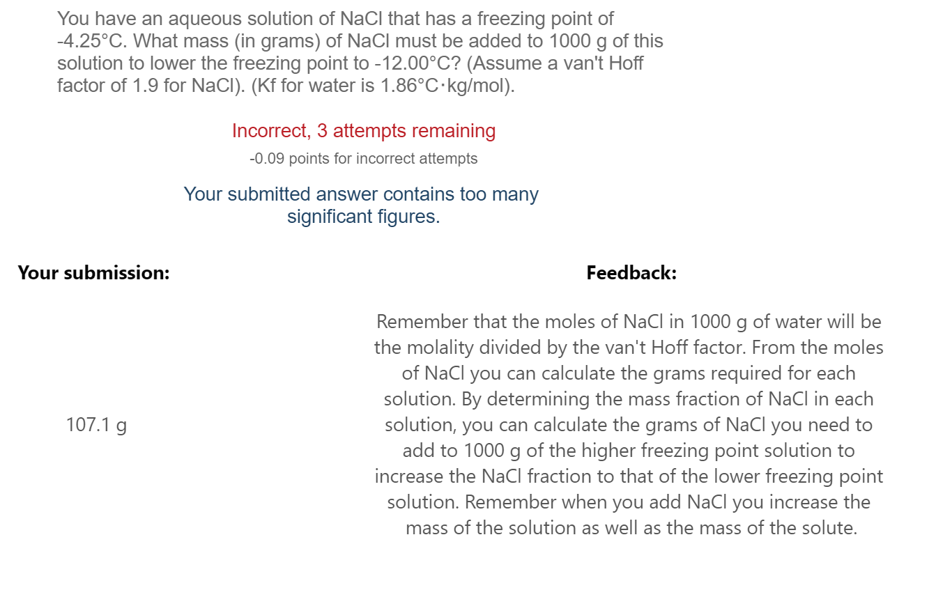 Solved You have an aqueous solution of NaCl that has a | Chegg.com