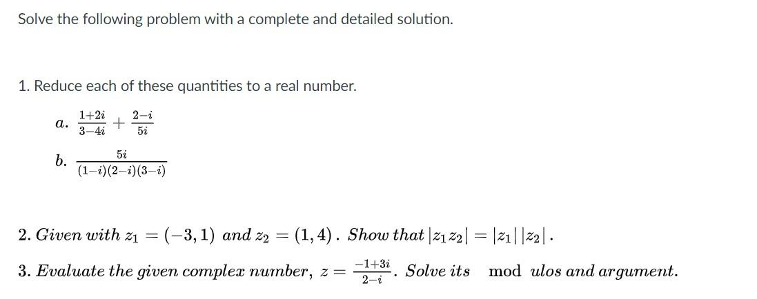 Solved Solve the following problem with a complete and | Chegg.com