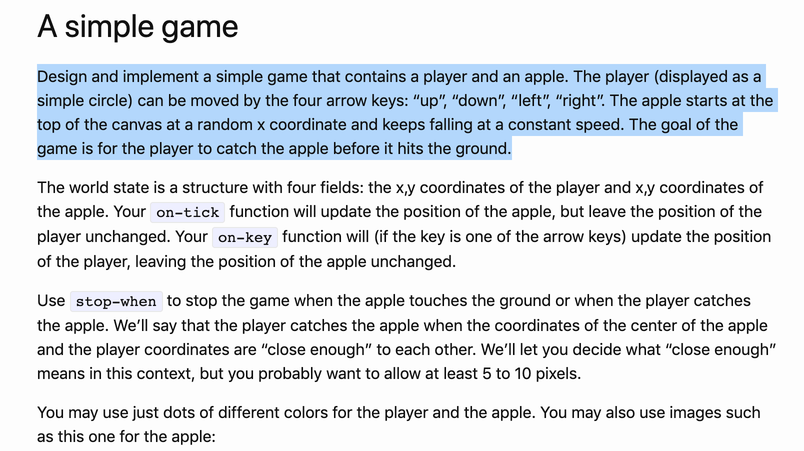 Using Drracket Design and implement a simple game | Chegg.com