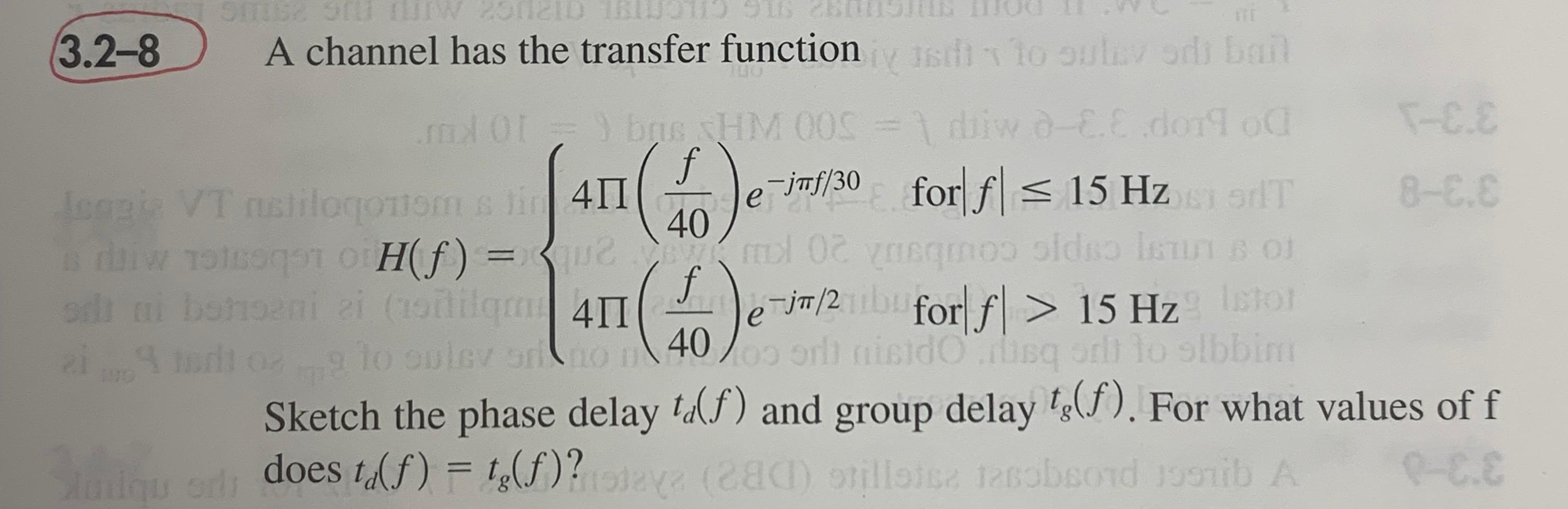 Solved SUNID 151 = 3.2-8 A channel has the transfer function | Chegg.com
