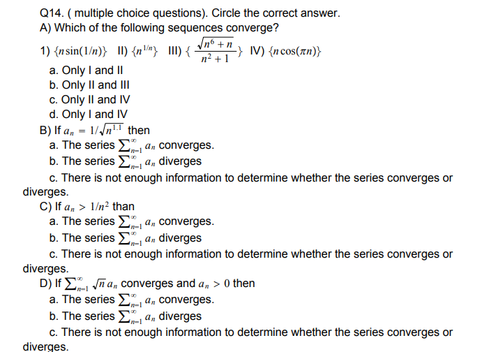 Solved Q14. ( multiple choice questions). Circle the correct | Chegg.com