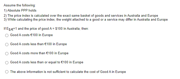 Solved Assume the following: 1) Absolute PPP holds 2) The | Chegg.com