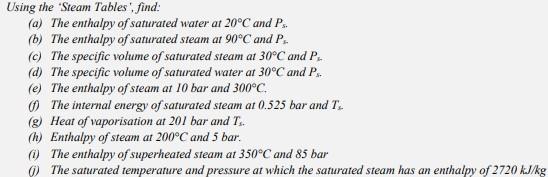 Solved Using the 'Steam Tables: find: (a) The enthalpy of | Chegg.com