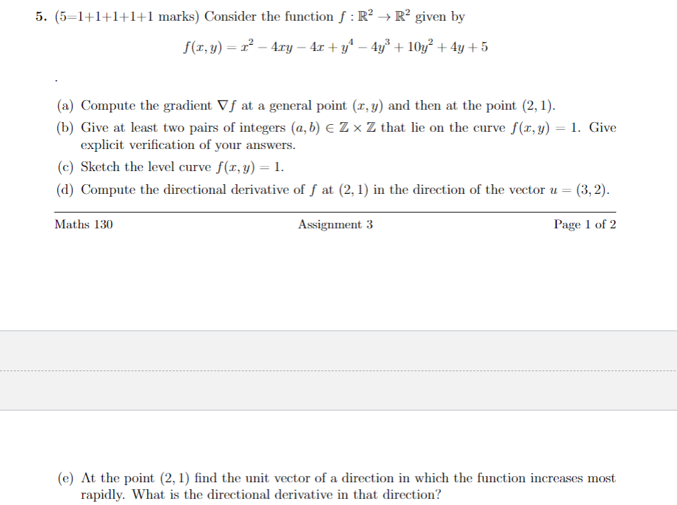 Solved 5. ( 5=1+1+1+1+1 marks) Consider the function f:R2→R2 | Chegg.com