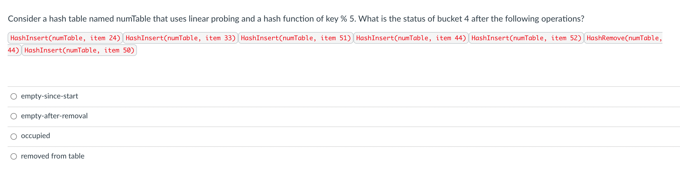 Solved Consider a hash table named marksTable that uses | Chegg.com