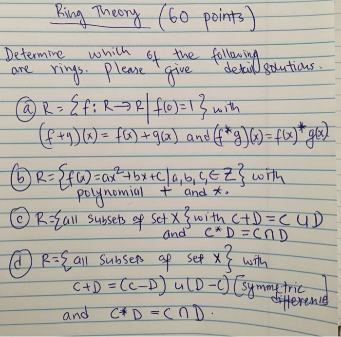 Solved Ring Theory/ Abstract/ Modern Algebra. Please show | Chegg.com