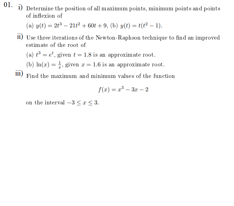 Solved i) Determine the position of all maximum points, | Chegg.com