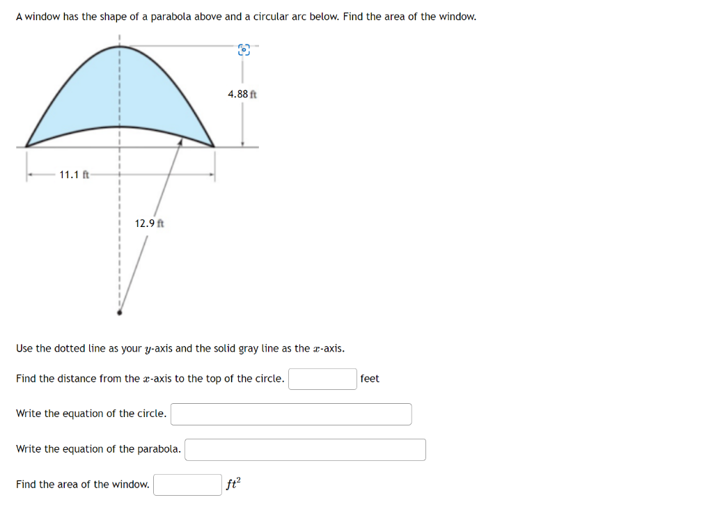 Solved A window has the shape of a parabola above and a | Chegg.com
