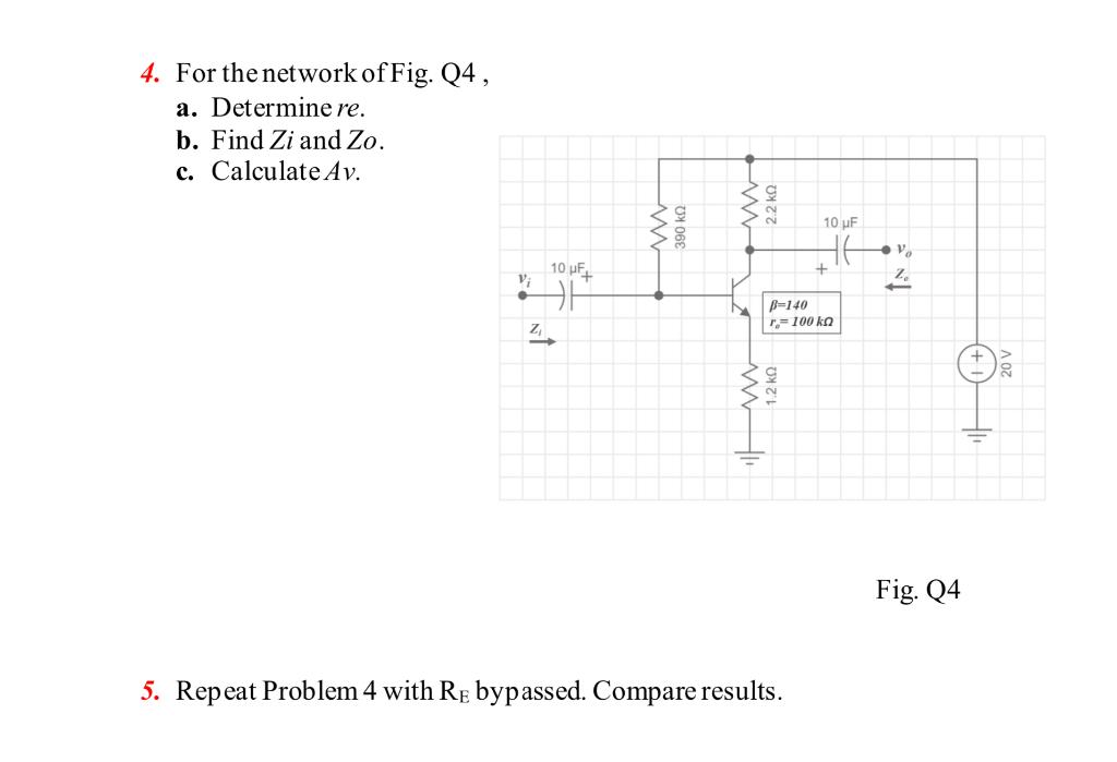 Solved 4. For the network of Fig. Q4, a. Determine re. b. | Chegg.com