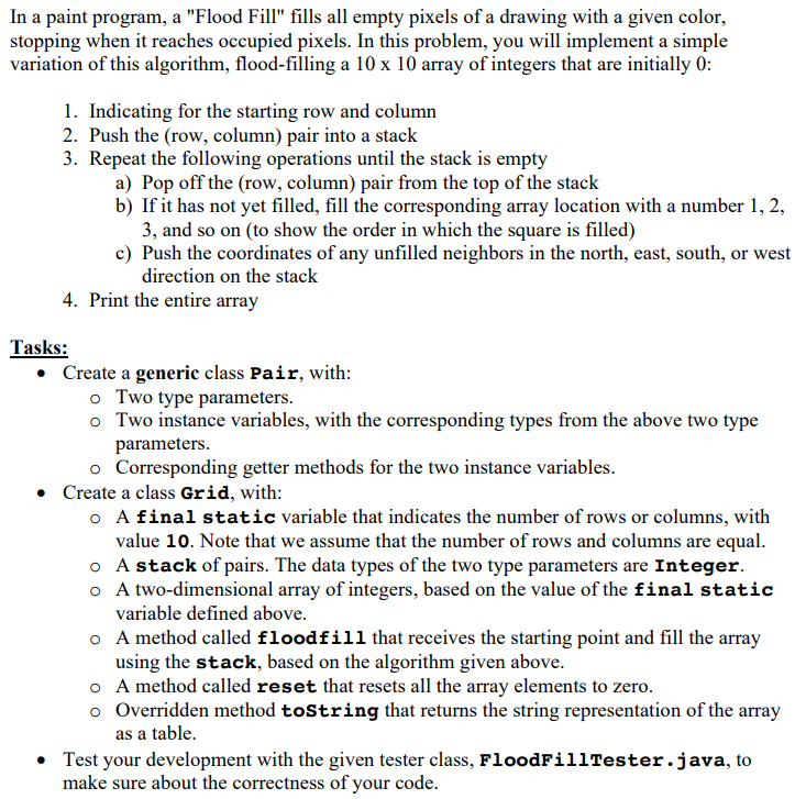 Solved In a paint program, a "Flood Fill" fills all empty | Chegg.com