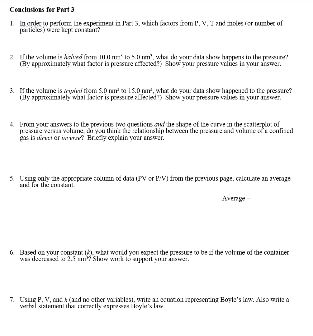 Solved Part 3 Report Your Data In The Table Below Calculate 3954