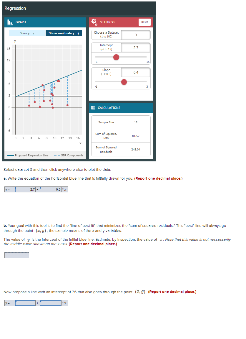 Solved Regression Select data set 3 and then click anywhere | Chegg.com