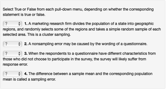 Solved Select True or False from each pull-down menu, | Chegg.com