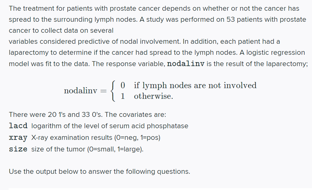 The treatment for patients with prostate cancer | Chegg.com