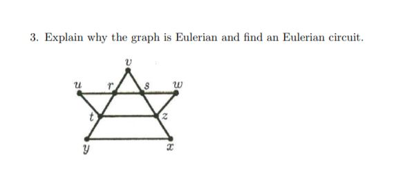 Solved 3. Explain why the graph is Eulerian and find an | Chegg.com