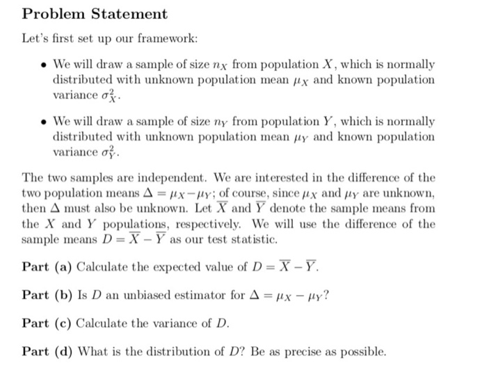 Solved Problem Statement Let's first set up our framework: | Chegg.com