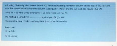 Solved A footing of size equal to 3400 3400 x 700 mm is | Chegg.com