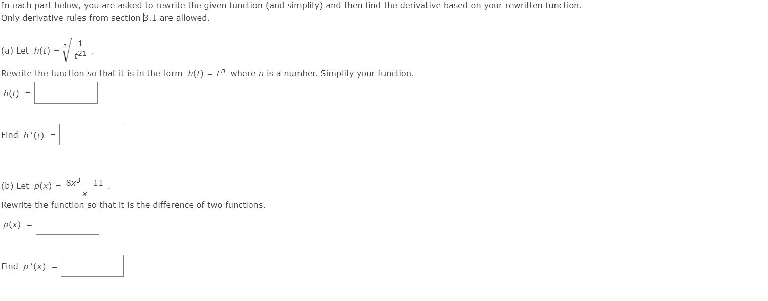 Solved In each part below, you are asked to rewrite the | Chegg.com