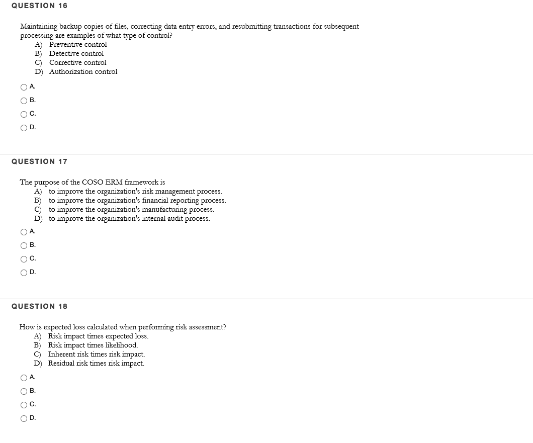 Solved QUESTION 16 Maintaining backup copies of files, | Chegg.com