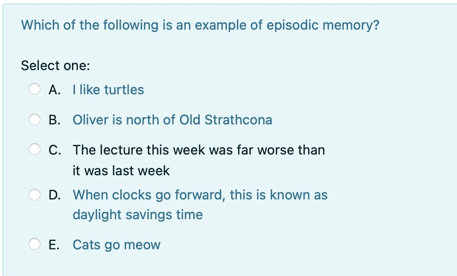 Solved Which of the following is an example of episodic | Chegg.com