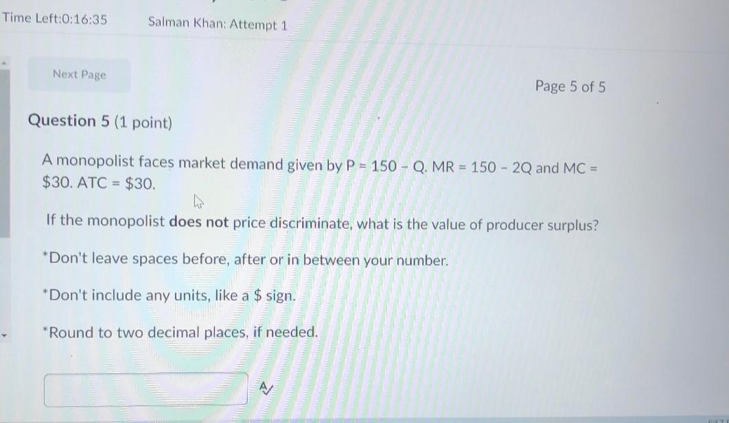 Solved A monopolist faces market demand given by | Chegg.com
