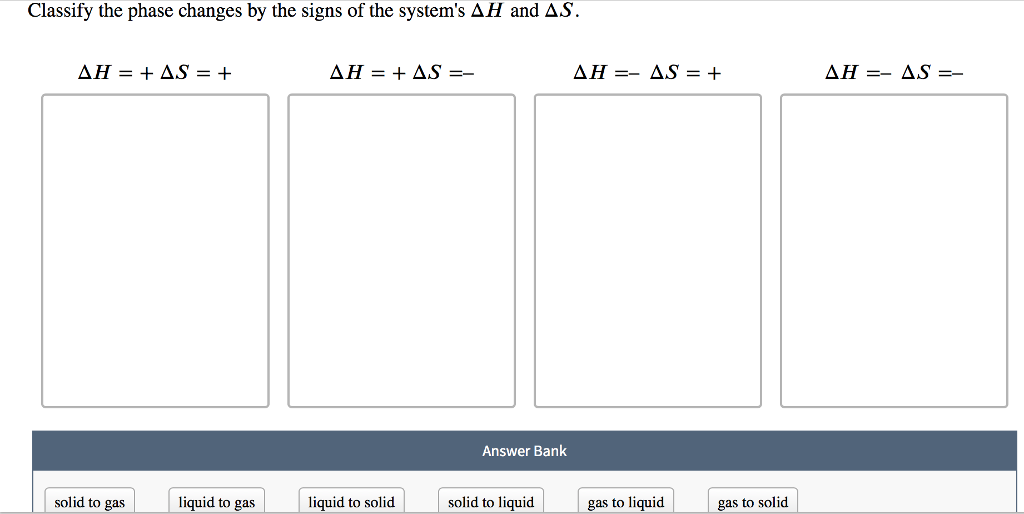 Solved Classify the phase changes by the signs of the | Chegg.com
