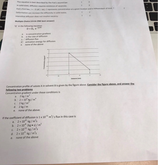 Solved Flux equation is best described by the Fick's second | Chegg.com