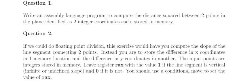 Question 1. Write an assembly language program to | Chegg.com