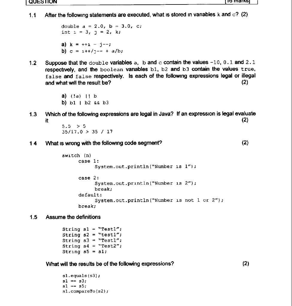 Solved Question 110 Marks 11 After The Following