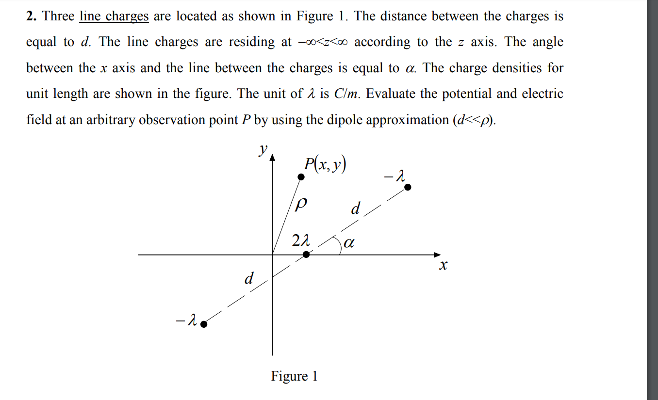 Solved 2. Three line charges are located as shown in Figure | Chegg.com